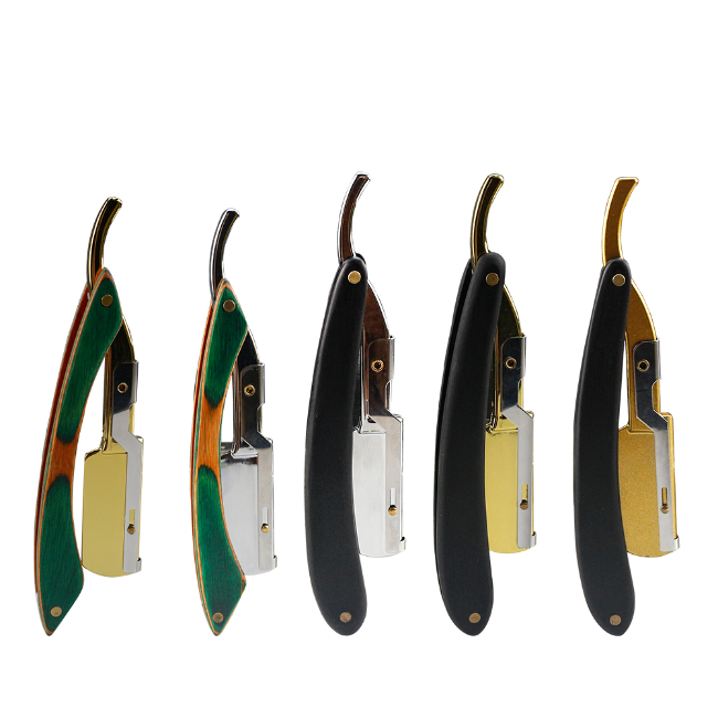 Folding stainless steel straight barber razor shaving men's hair manual ...